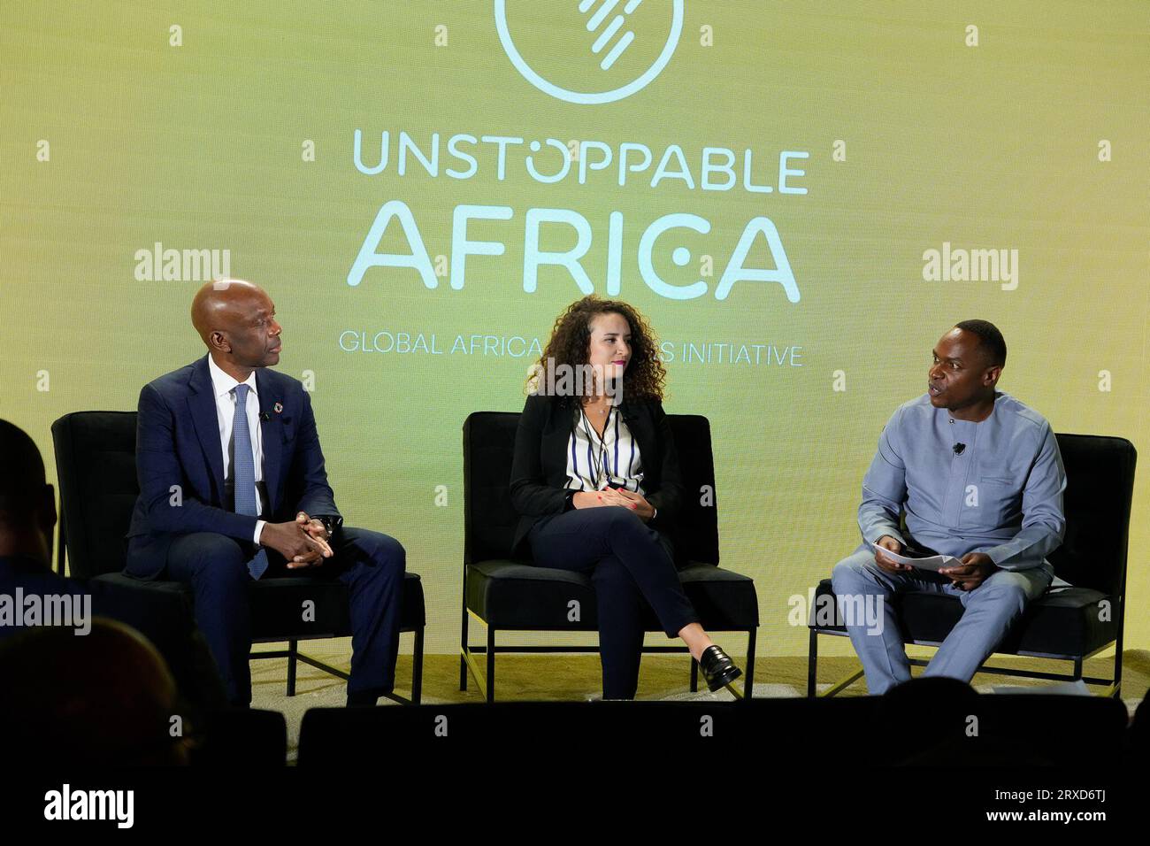 New York, New York, USA. , . James Manyika, Charles Murito during the ...