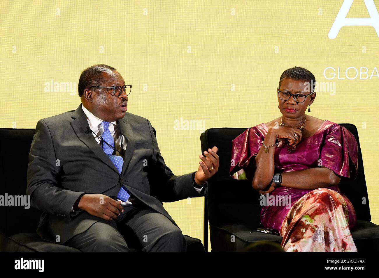 New York, New York, USA. , . William Asiko, Yvonne Aki-Sawyerr during ...