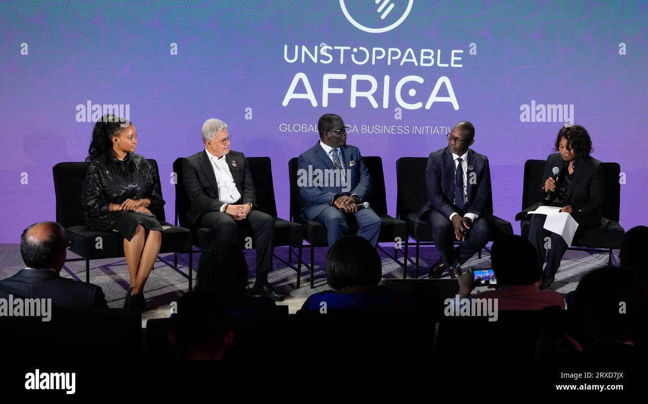 New York, New York, USA. , . Hon Bogolo Kenewendo, Ayman Ismail, Daniel Sackey, Martin Ochien'g ...