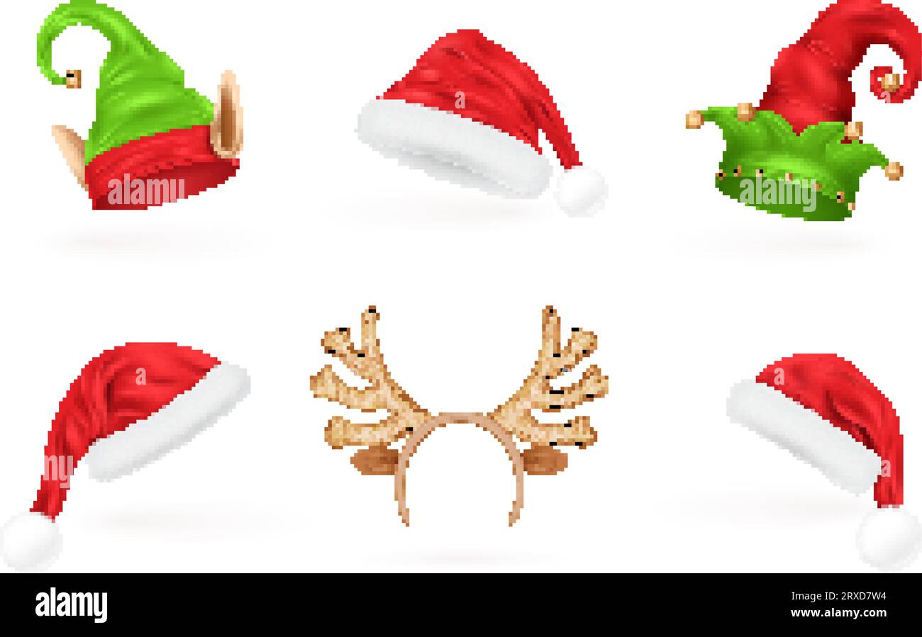 Realistic christmas holiday hats. Antler reindeer hat or noel headband ...