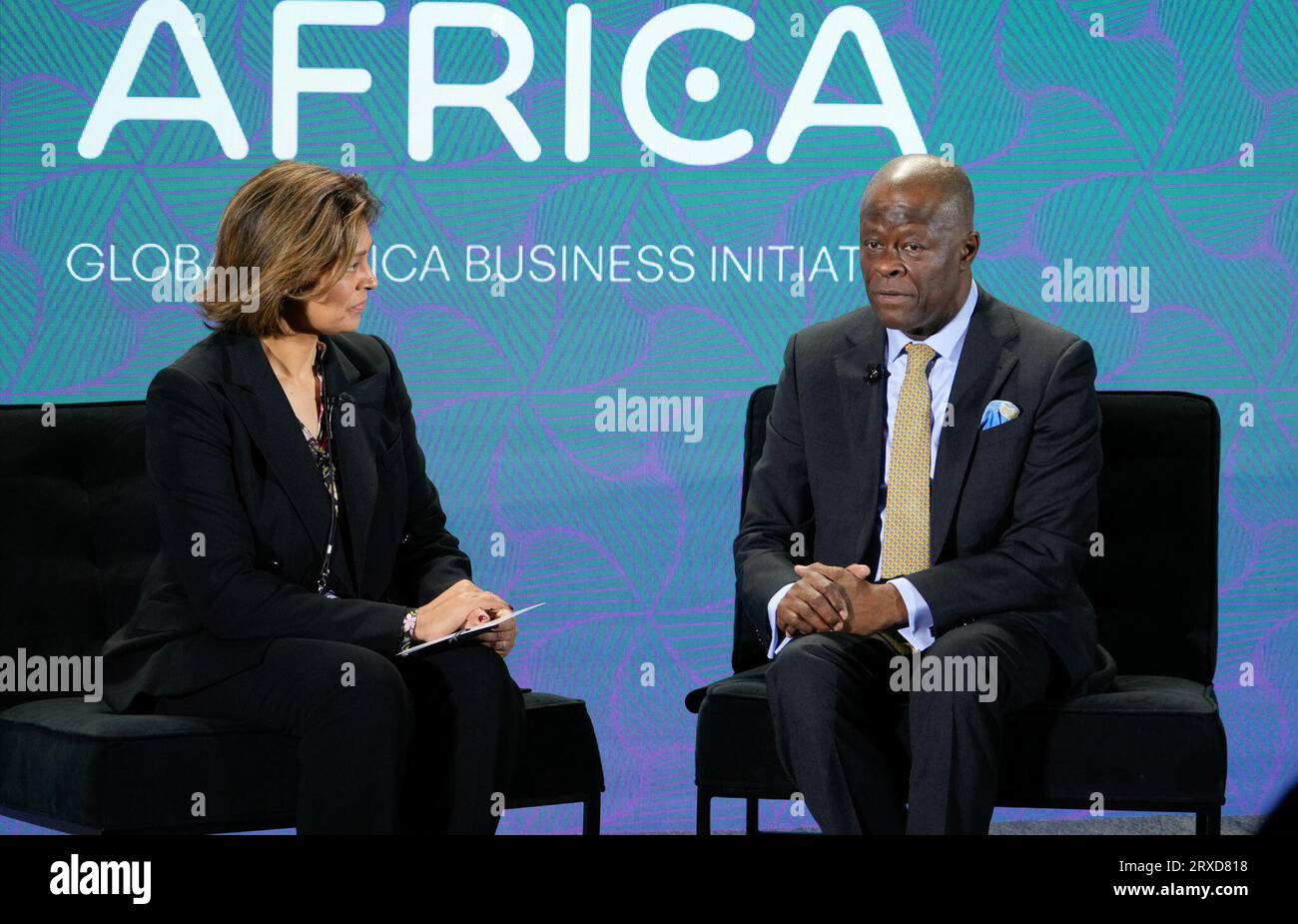 New York, New York, USA. , . Zain Verjee, Wale Edun during the 2023 ...