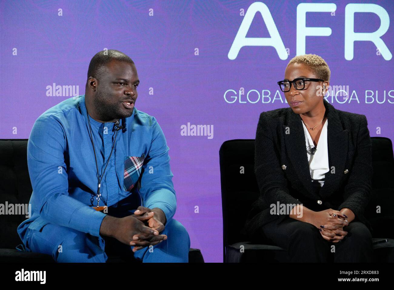 New York, New York, USA. , . Iyinoluwa Aboyeji, Fadilah Tchoumba during ...