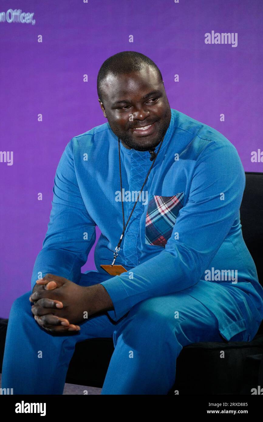 New York, New York, USA. , . Iyinoluwa Aboyeji during the 2023 UNSTOPPABLE AFRICA Conference ...