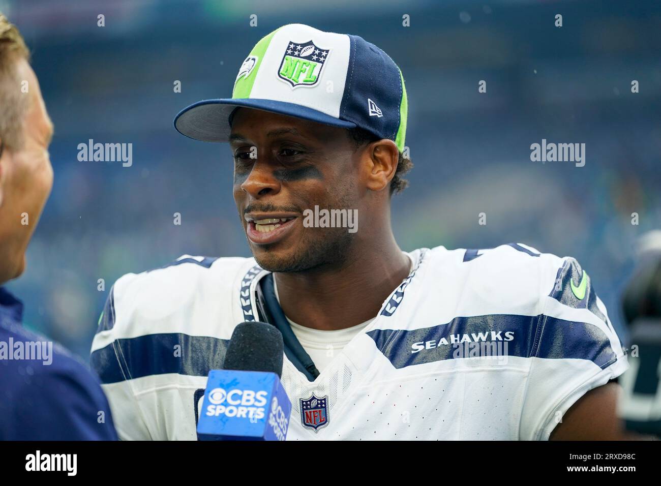 Seattle Seahawks quarterback Geno Smith is interviewed after their win ...