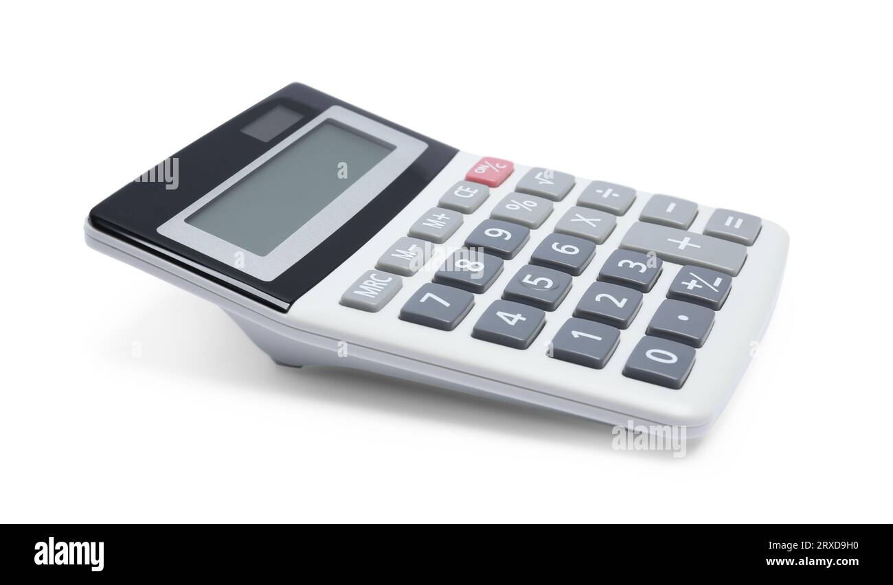 Modern calculator isolated on white. Office stationery Stock Photo - Alamy