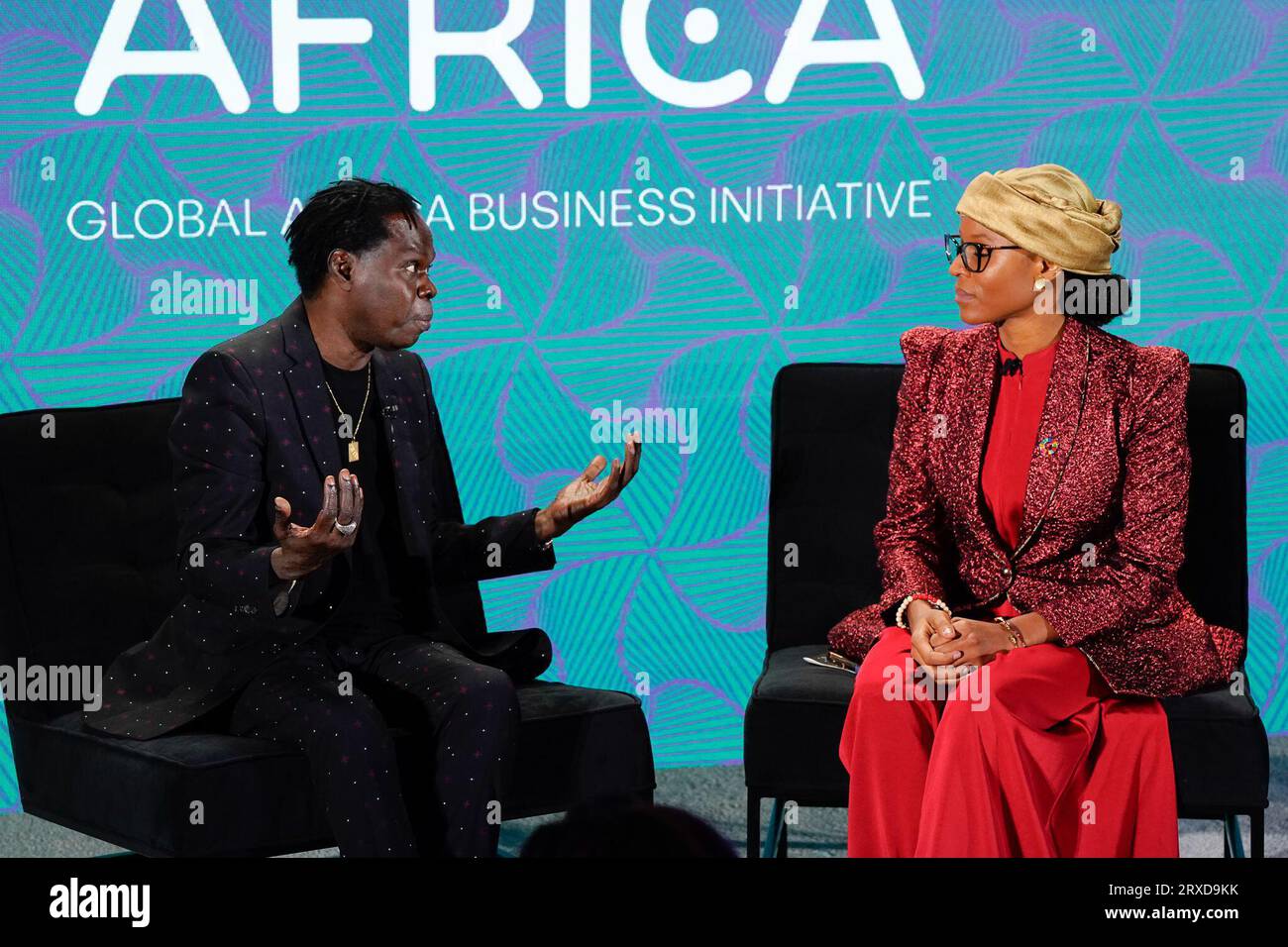 New York, New York, USA. , . Baaba Maal, Aisha Augie during the 2023 ...