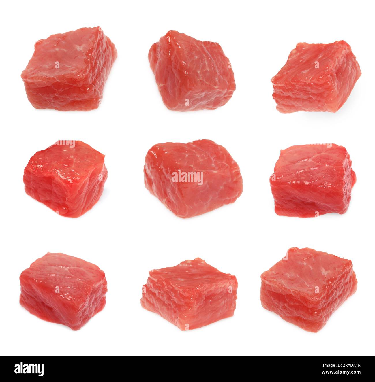 Set with raw beef for goulash isolated on white Stock Photo - Alamy