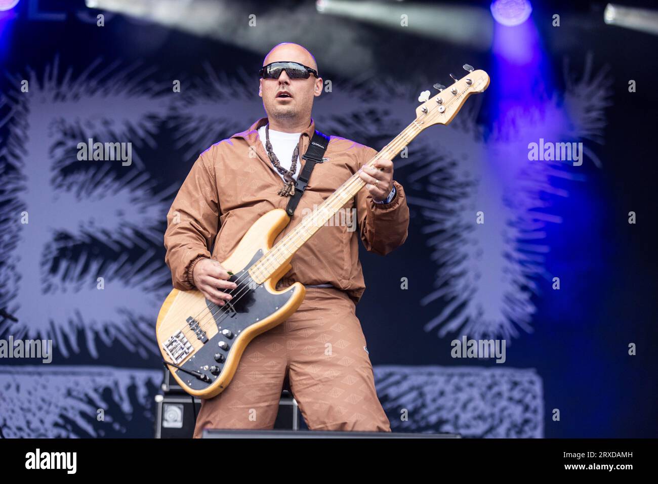 Henrik Hockert of Viagra Boys performs during Louder Than Life Music ...