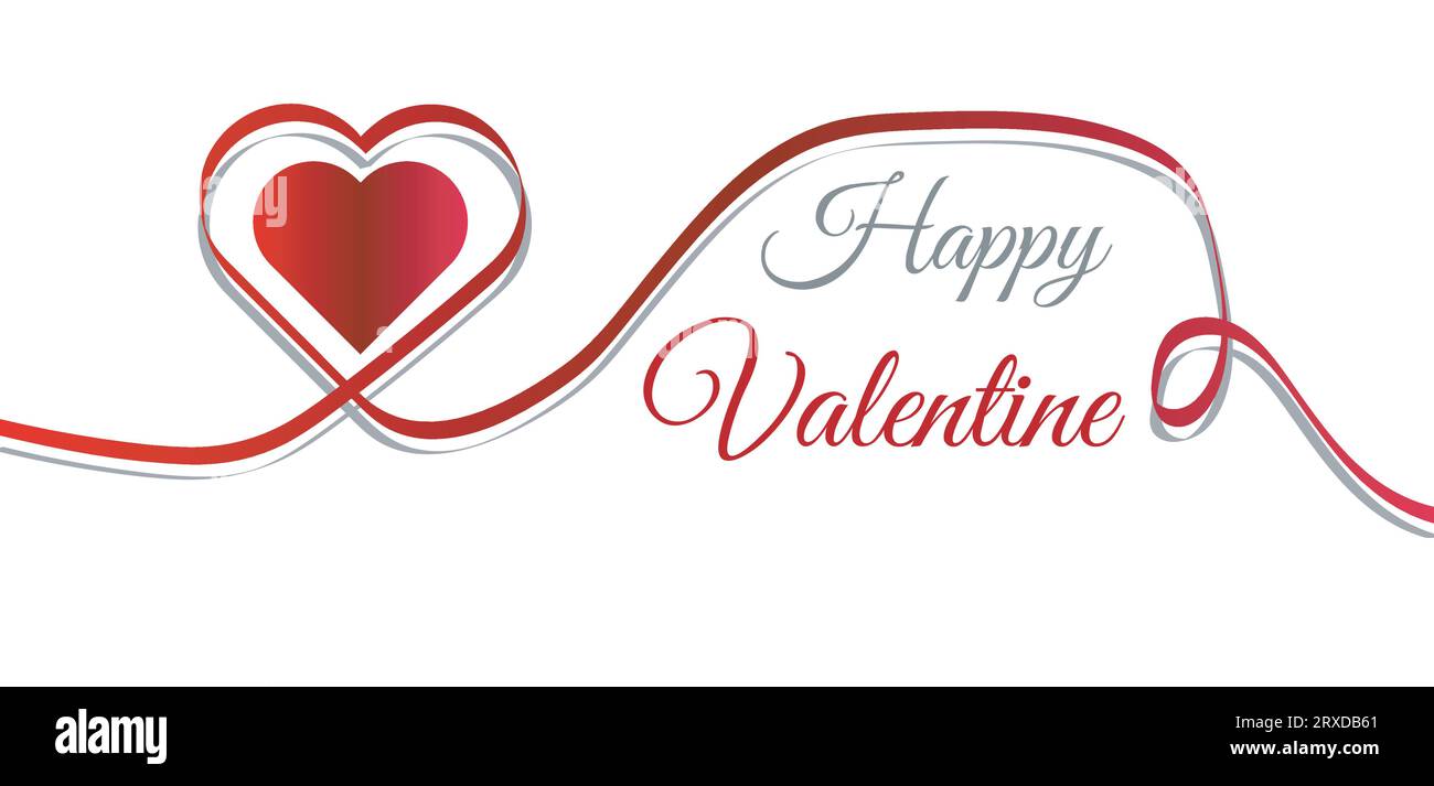 Valentine Heart. Red Silk Ribbon. Love Symbol white background Stock ...