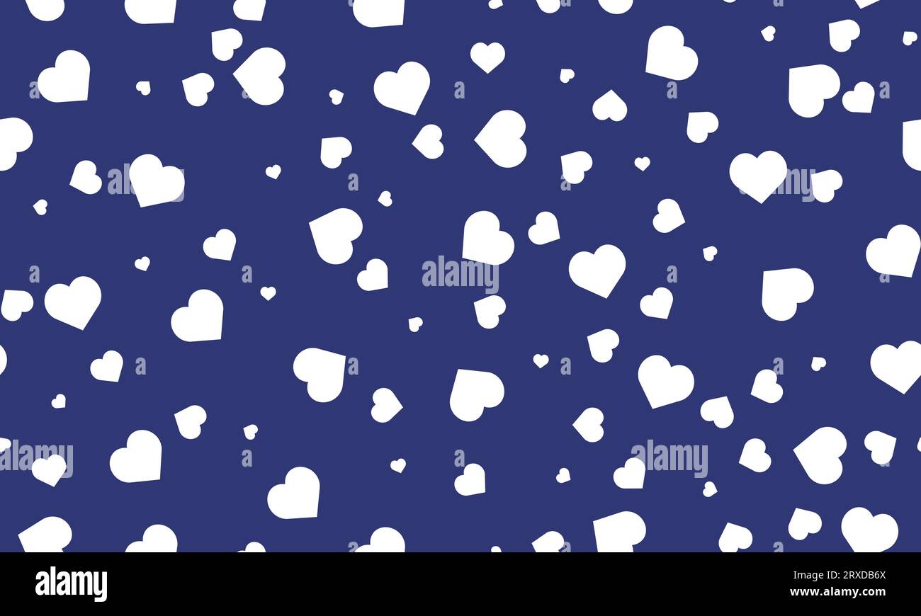 white love heart seamless pattern on blue background. Cute romantic ...