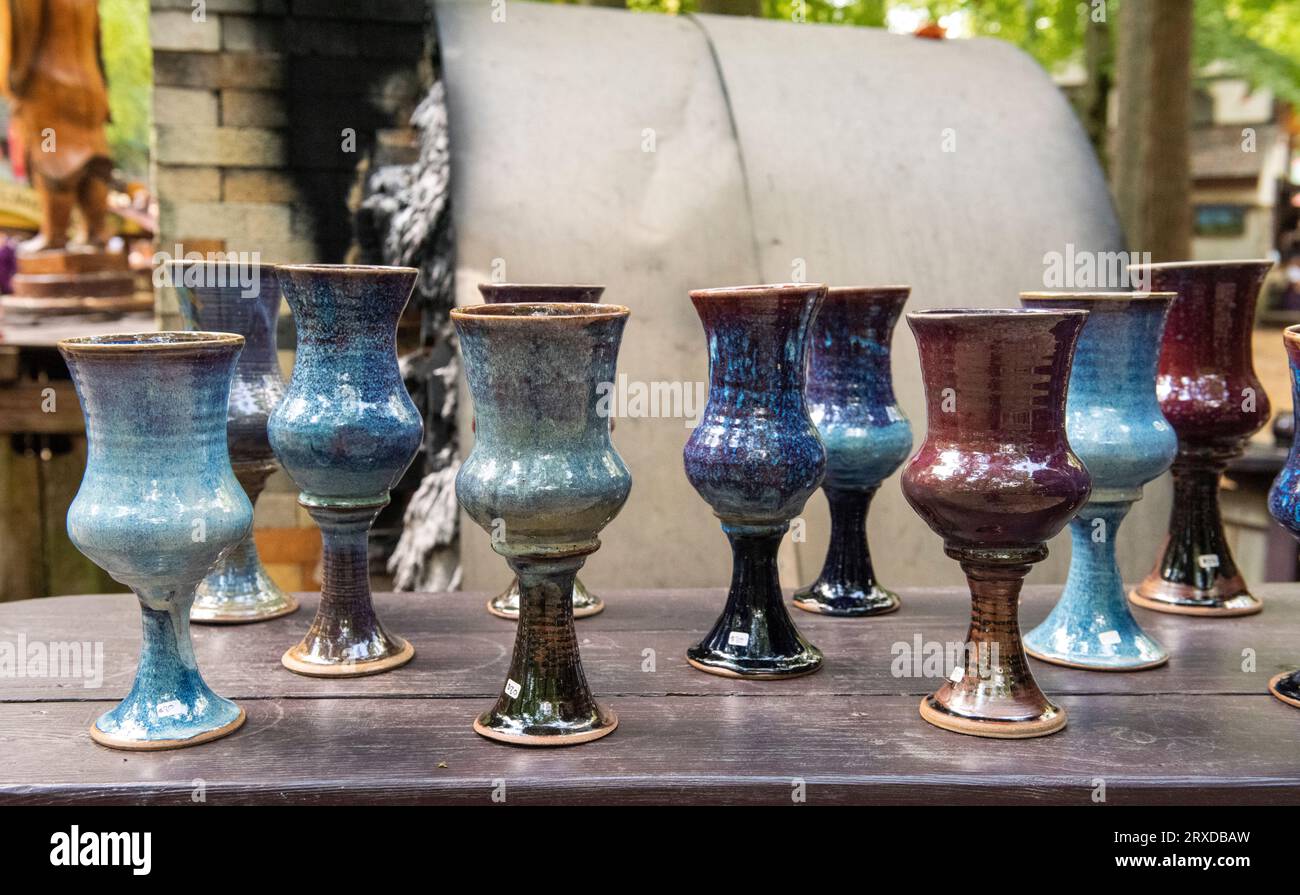 A display of handmade ceramic goblets Stock Photo - Alamy