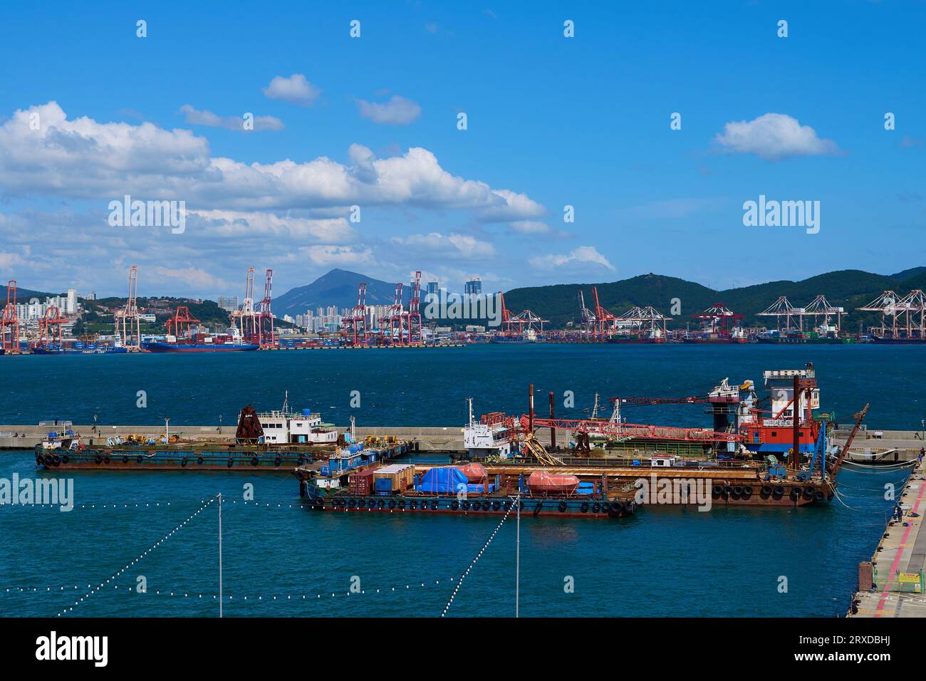 The view of Sinseondae Dock from Yeongdo Island in Busan Stock Photo ...