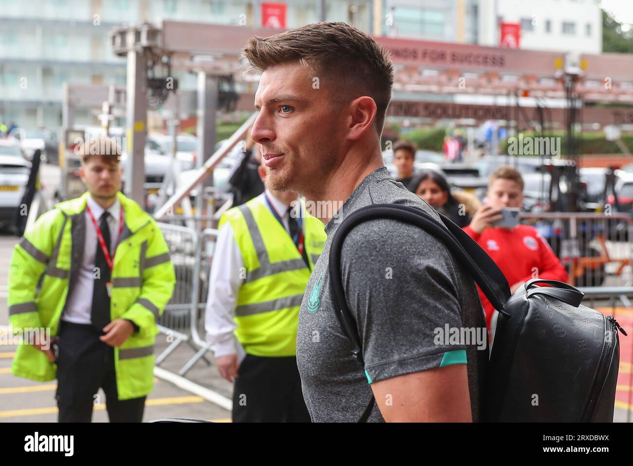 Nick Pope #22 of Newcastle United arrives ahead of the Premier League ...