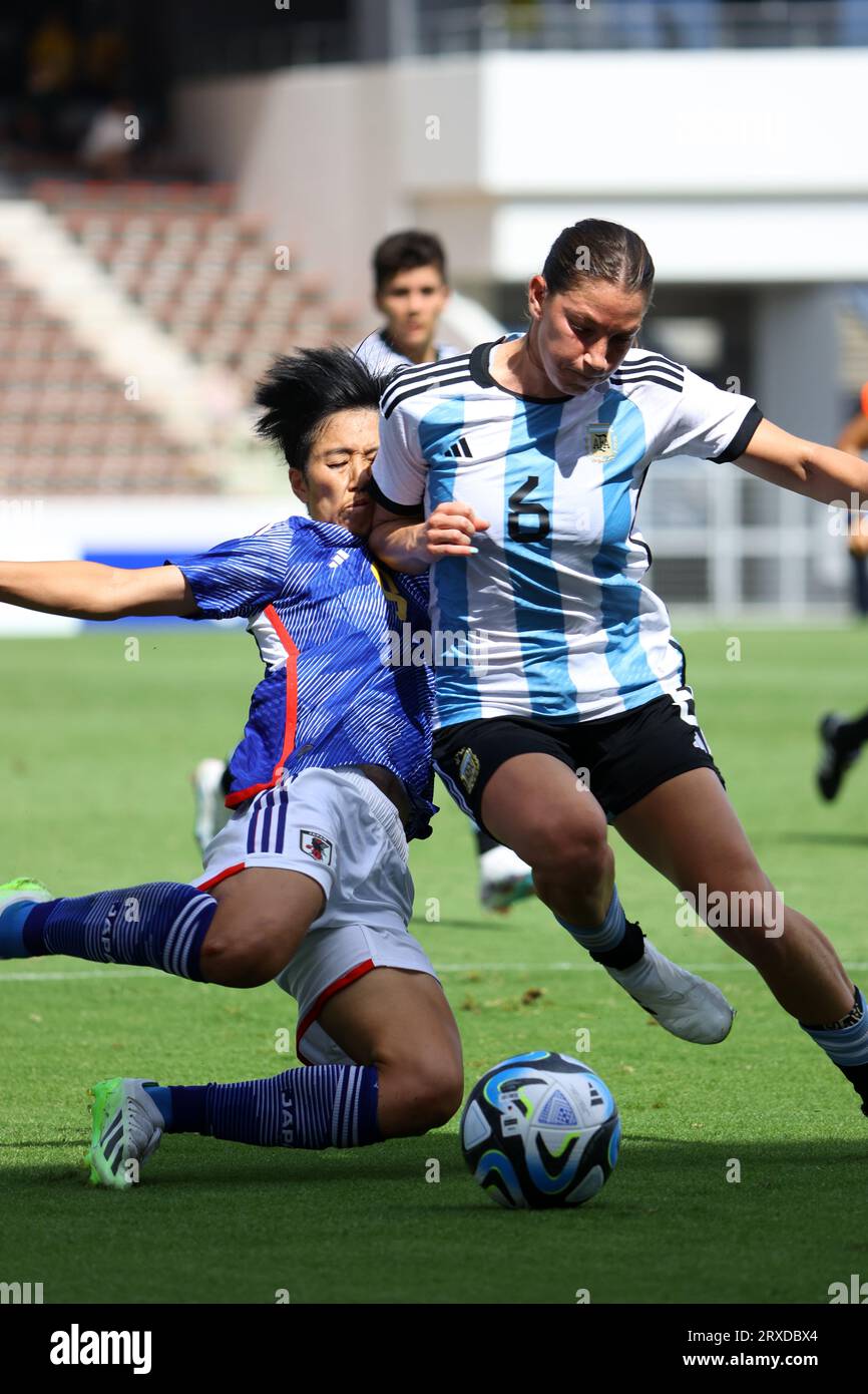 Fukuoka, Japan. 23rd Sep, 2023. (L to R) Riko Ueki (JPN), Aldana ...