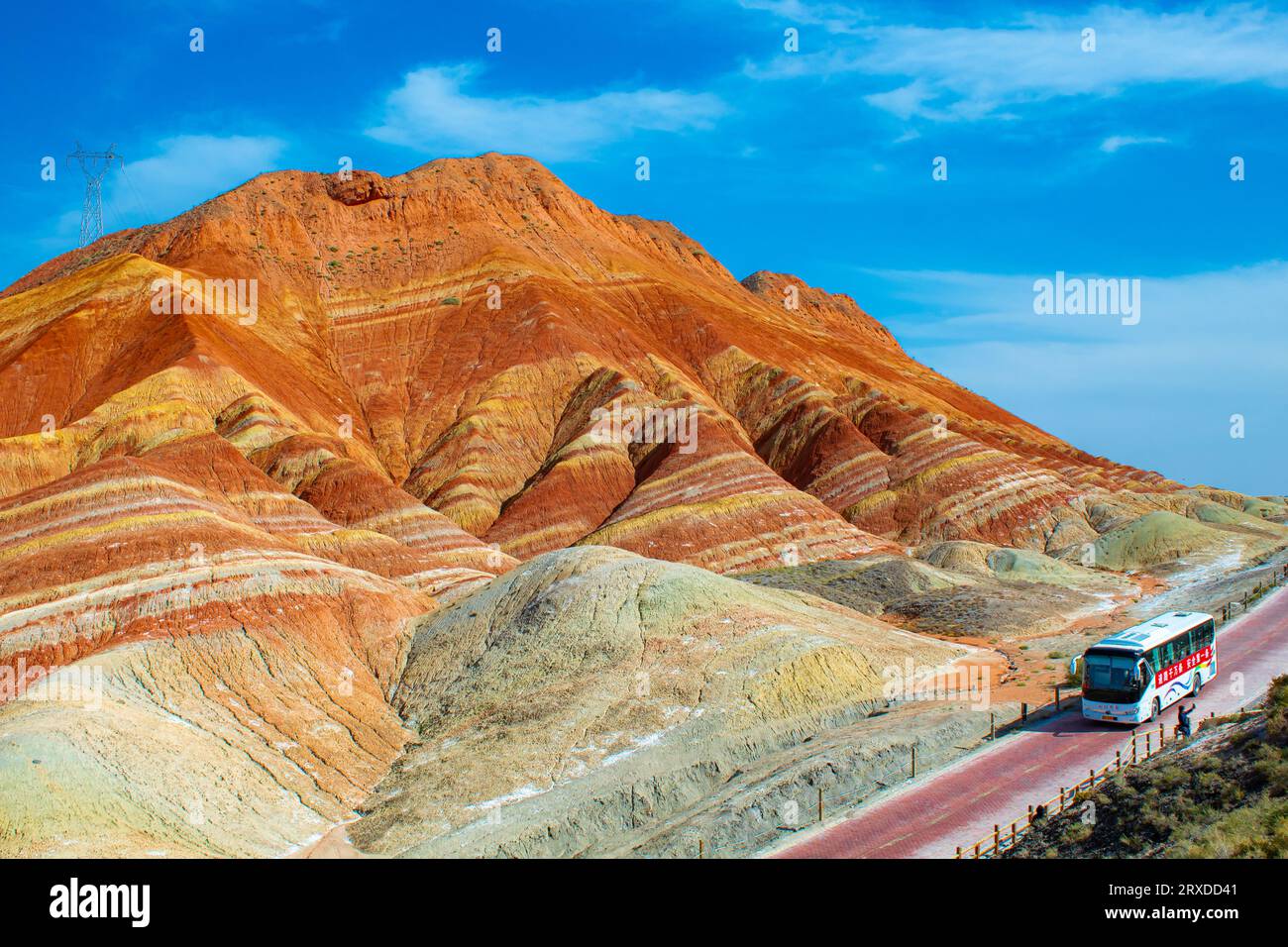 The way through the rainbow Colorful rock formations in the Zhangye ...