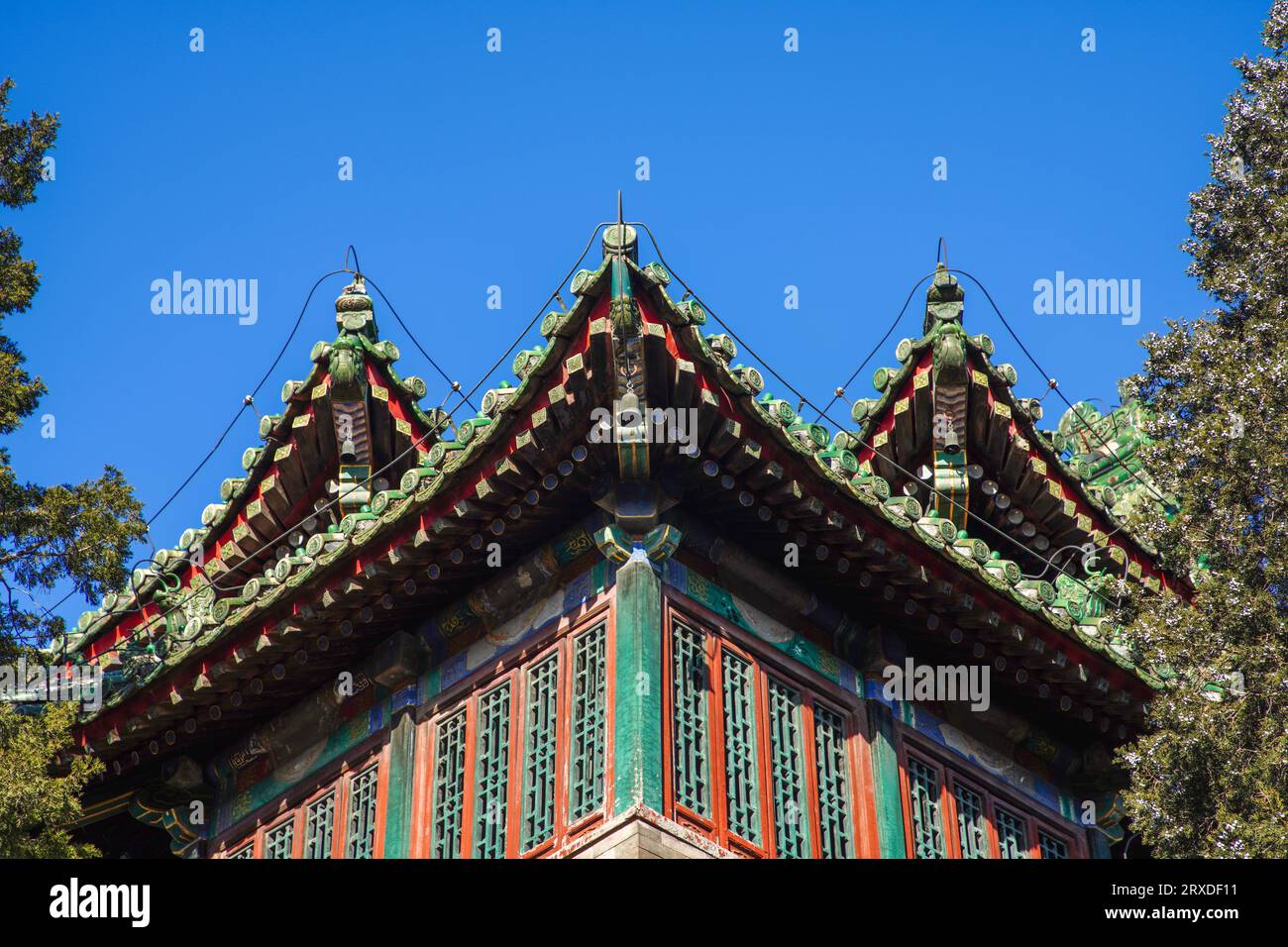 Corner eaves of Wenchang Pavilion in Summer Palace Stock Photo - Alamy