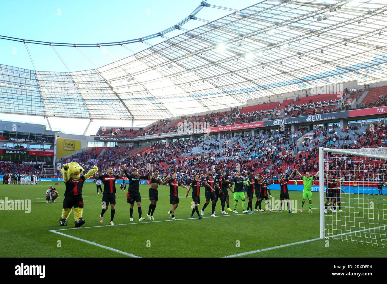 Leverkusen, Germany. 24th Sep, 2023. Players of Bayer 04 Leverkusen ...