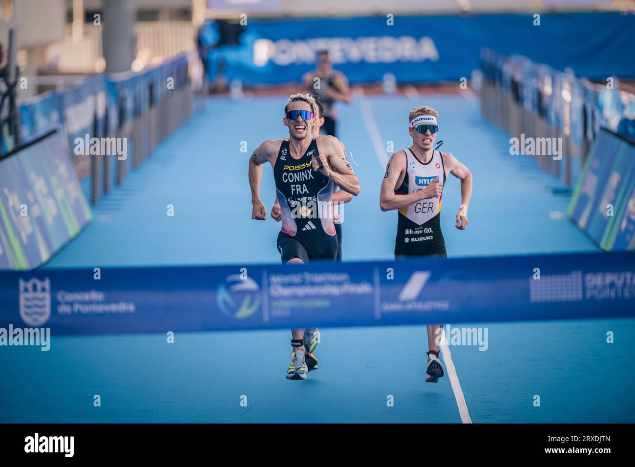 Dorian Coninx winning in Pontevedra in the 2023 World Triathlon ...