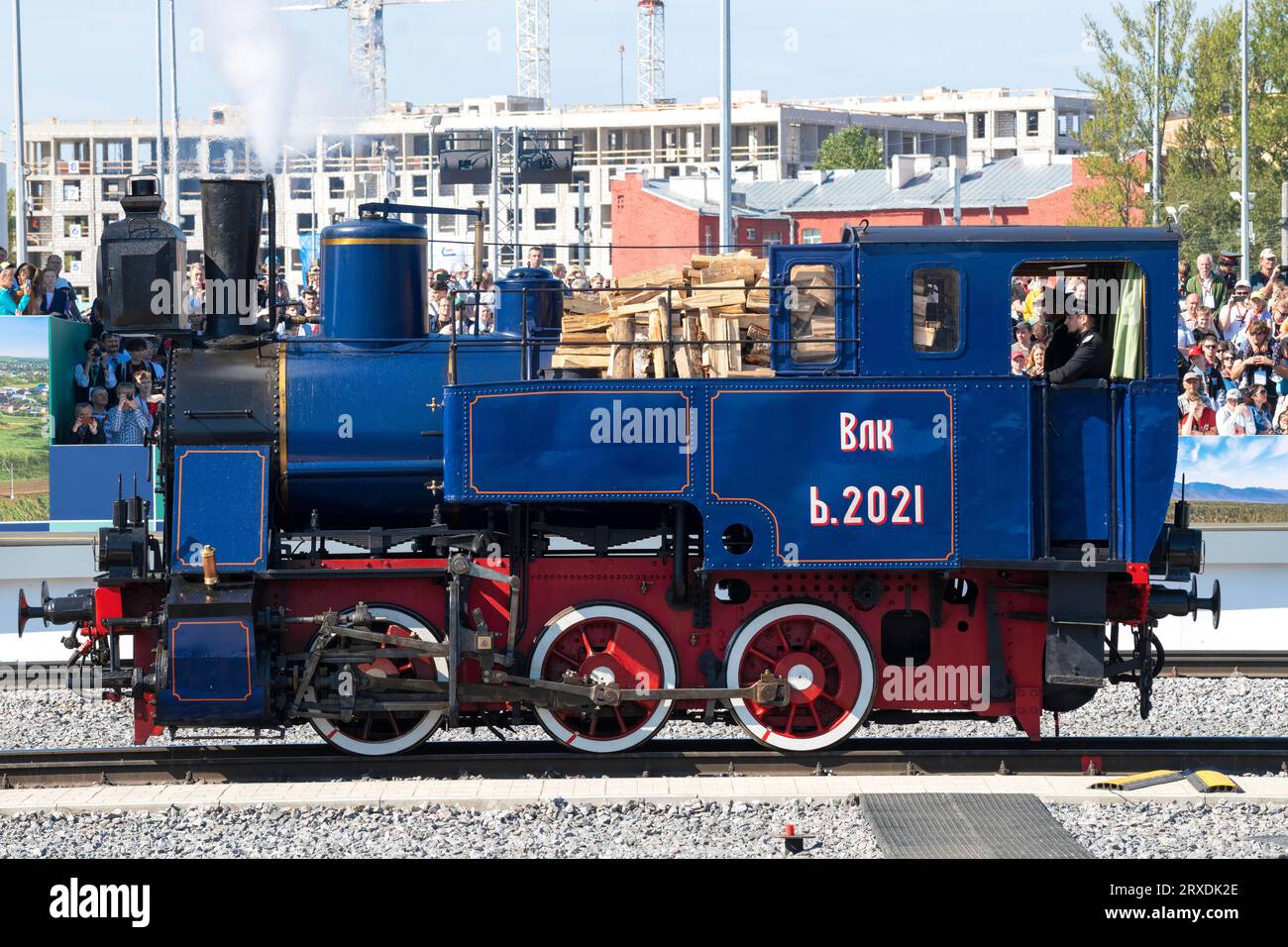 SAINT PETERSBURG, RUSSIA - AUGUST 27, 2023: Steam locomotive of the ...
