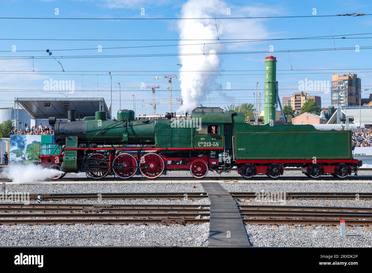SAINT PETERSBURG, RUSSIA - AUGUST 27, 2023: Su series steam locomotive ...