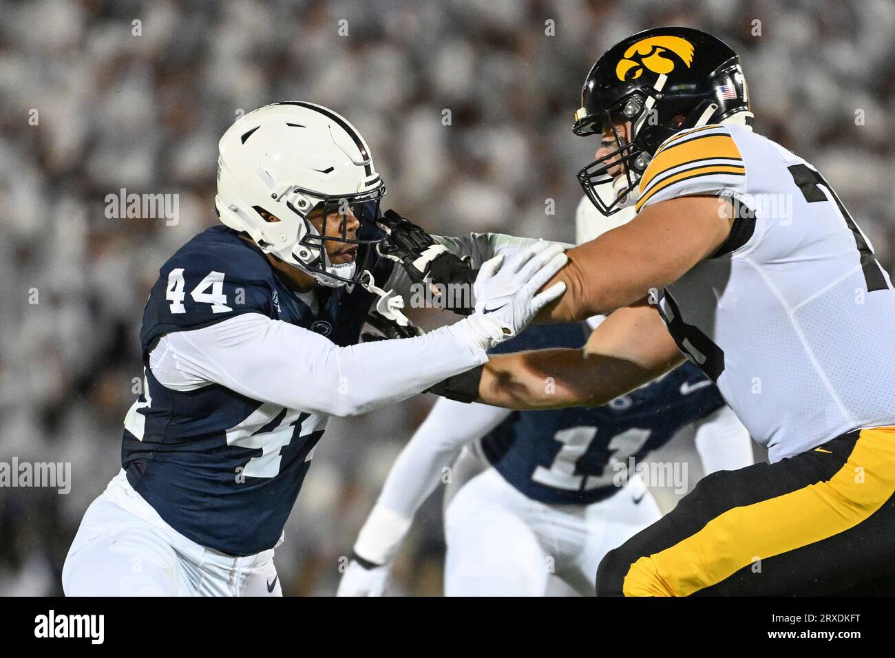 Penn State defensive end Chop Robinson (44) battles Iowa offensive ...