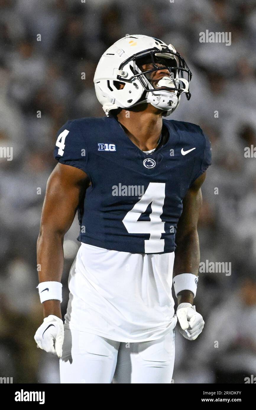 Penn State cornerback Kalen King (4) reacts against Iowa during an NCAA college football game ...