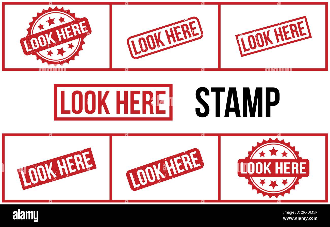 Look Here Rubber Stamp Set Vector Stock Vector Image & Art - Alamy