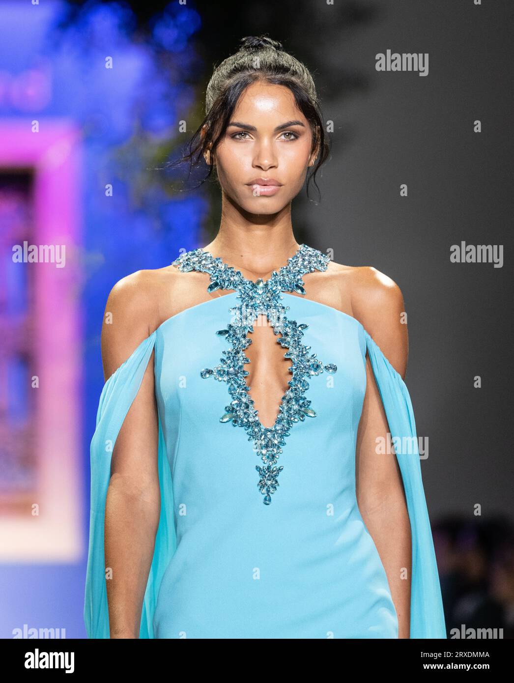 Model walks for Pamella Roland runway show at New York Spring Summer ...