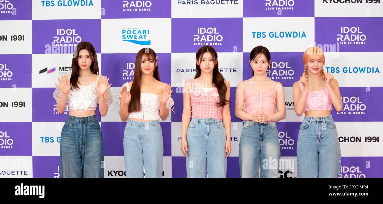 NMIXX, September 23, 2023 : K-pop girl group NMIXX attends the red carpet event of 'IDOL RADIO ...