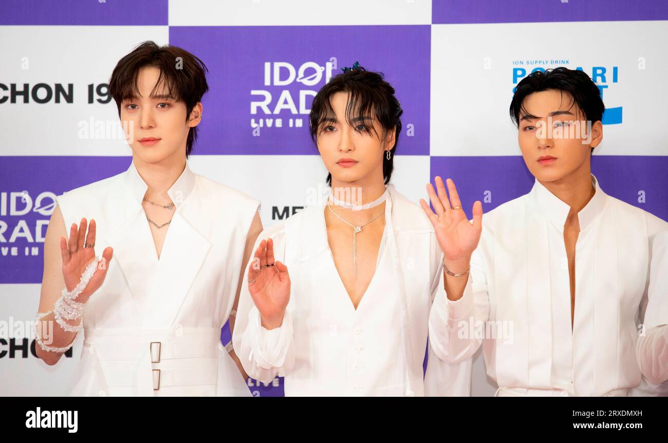 Ateez, September 23, 2023 : South Korean boy band Ateez attends the red ...