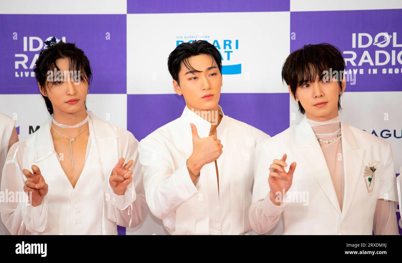 Ateez, September 23, 2023 : South Korean boy band Ateez attends the red ...