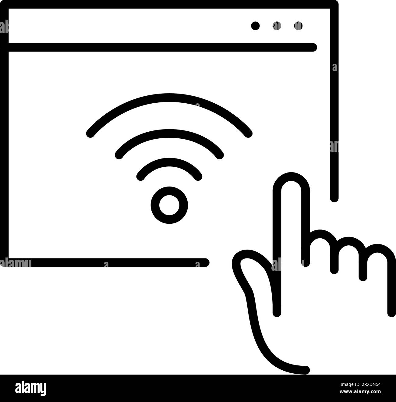 Connection to wifi on your browser. Finger tapping on a symbol. Pixel ...