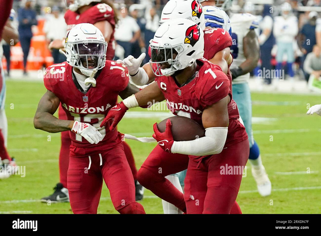 Arizona Cardinals linebacker Kyzir White (7) celebrates his ...