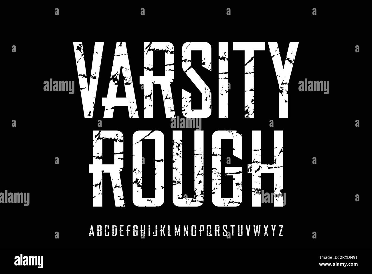 Creative condensed varsity rough alphabet display font vector. Youthful ...