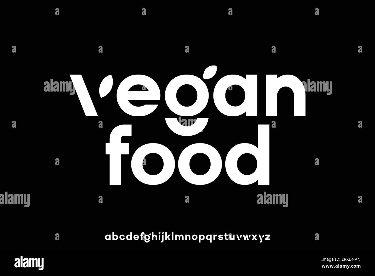 Unique modern bold sans serif vegan food alphabet display font vector ...