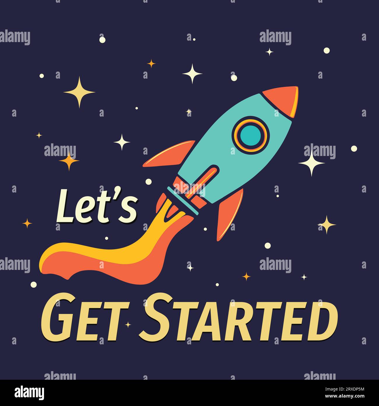 retro space ship vector. rocket illustration design in outer space ...