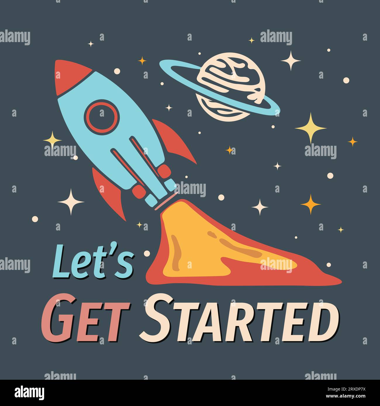 retro space ship vector. rocket illustration design in outer space ...