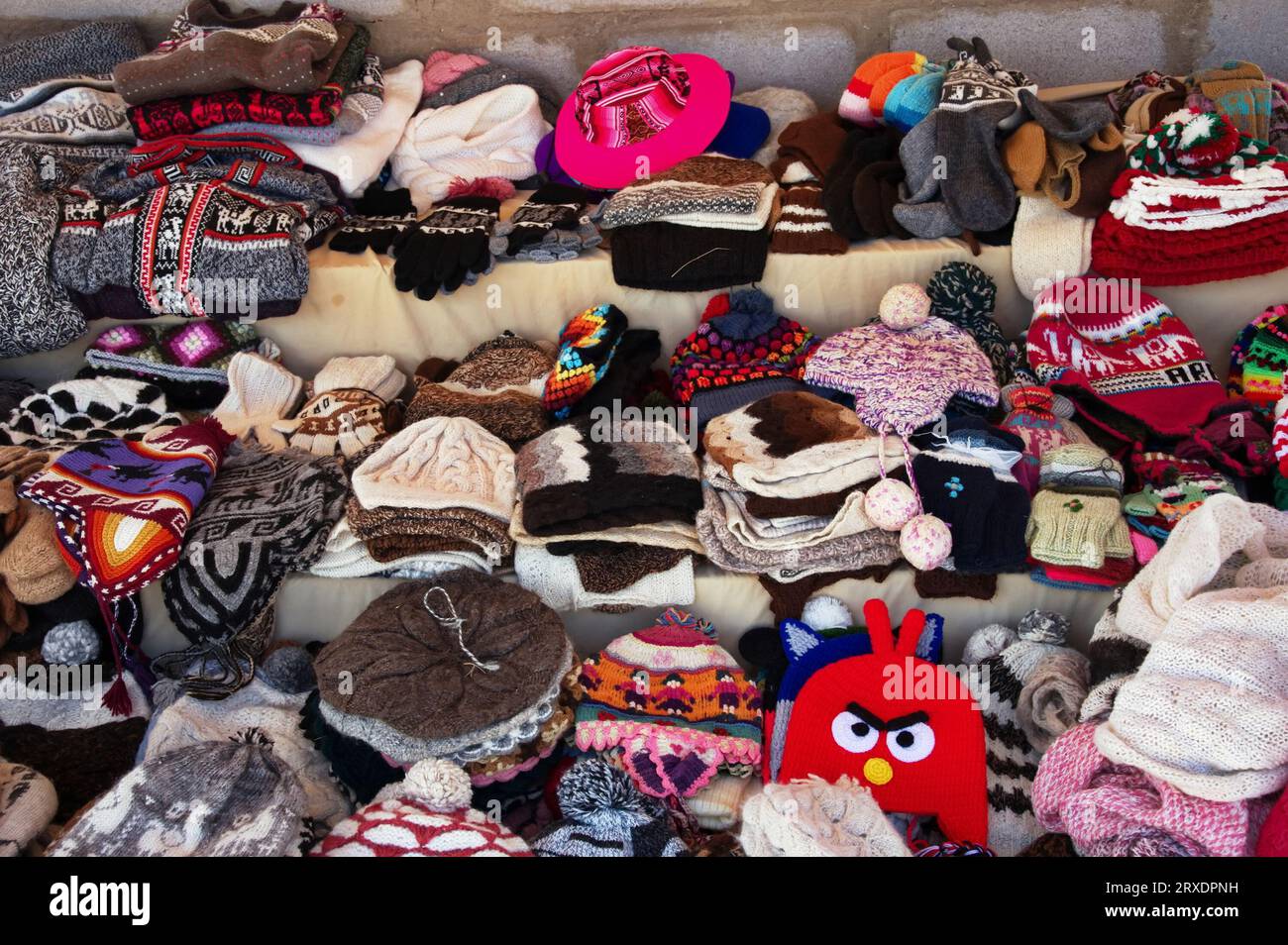 Made in Peru hats with traditional design Stock Photo - Alamy