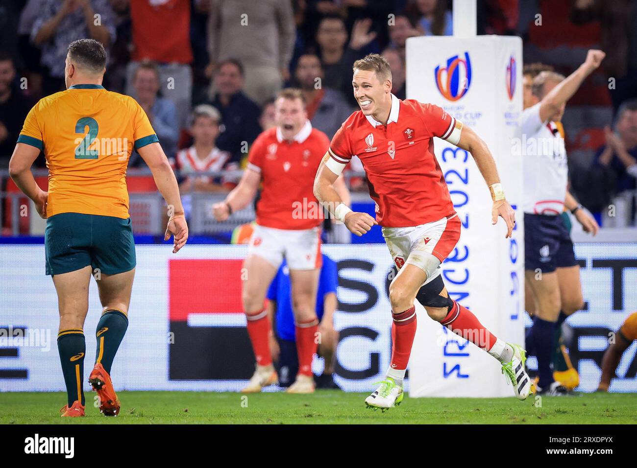 Lyon, France. 24th Sep, 2023. Liam Williams #15 of Wales reacts to Nick ...