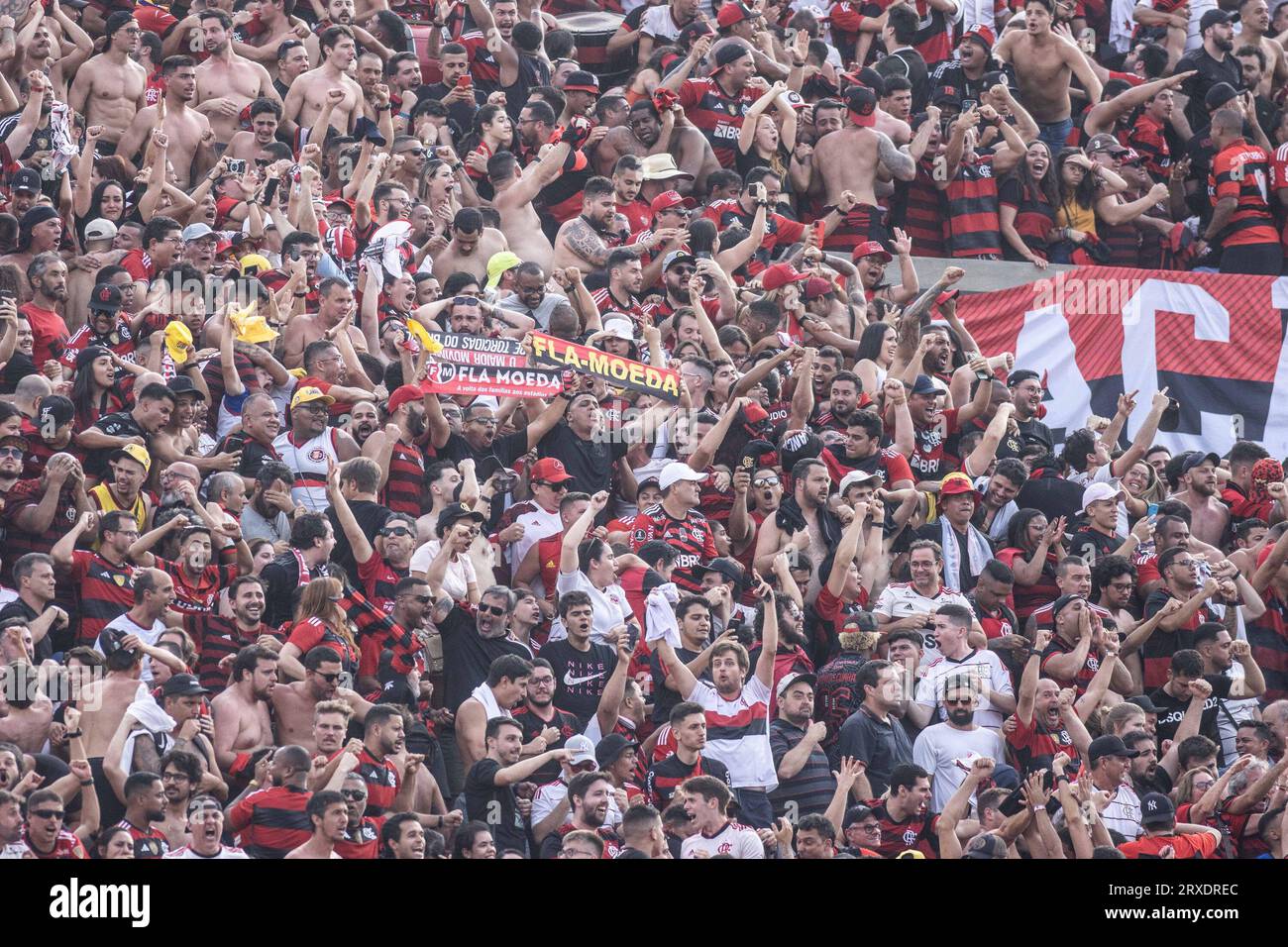 SÃO PAULO, BRAZIL - SEPTEMBER 24: Supporters of Flamengo-RJ during ...