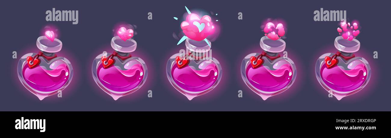 Love potion bottle animation sprite sheet isolated on background ...