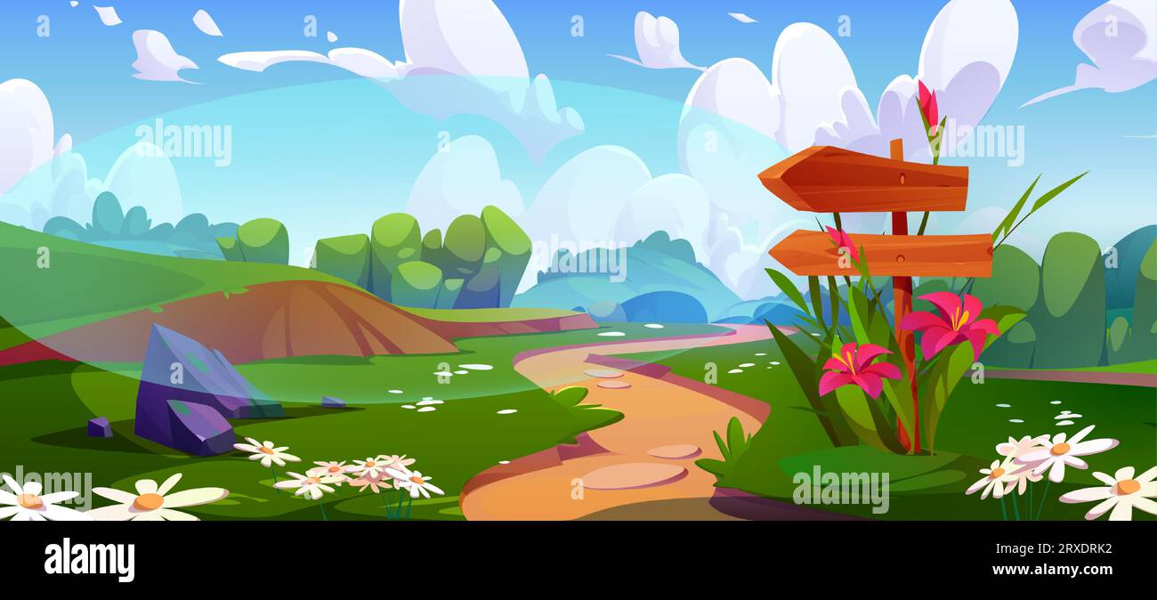 Pathway on meadow in Stock Vector Images - Alamy