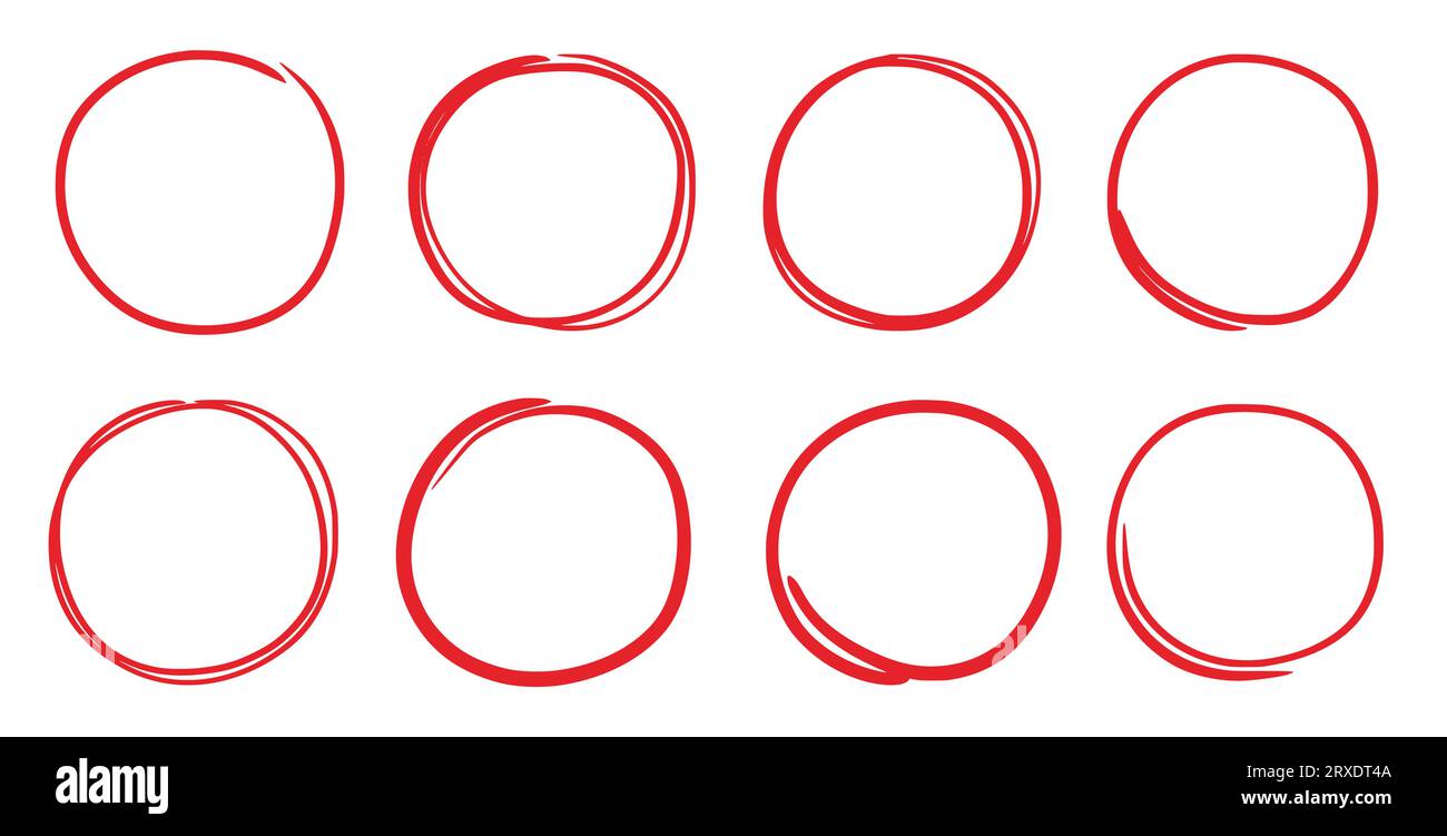 Hand drawn red marker round frame. Hand drawn marker stroke style ...