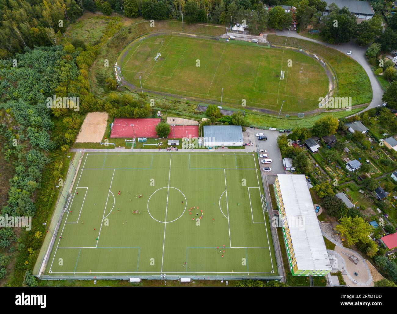 Dresden, Germany. 24th Sep, 2023. View of the artificial turf field and ...