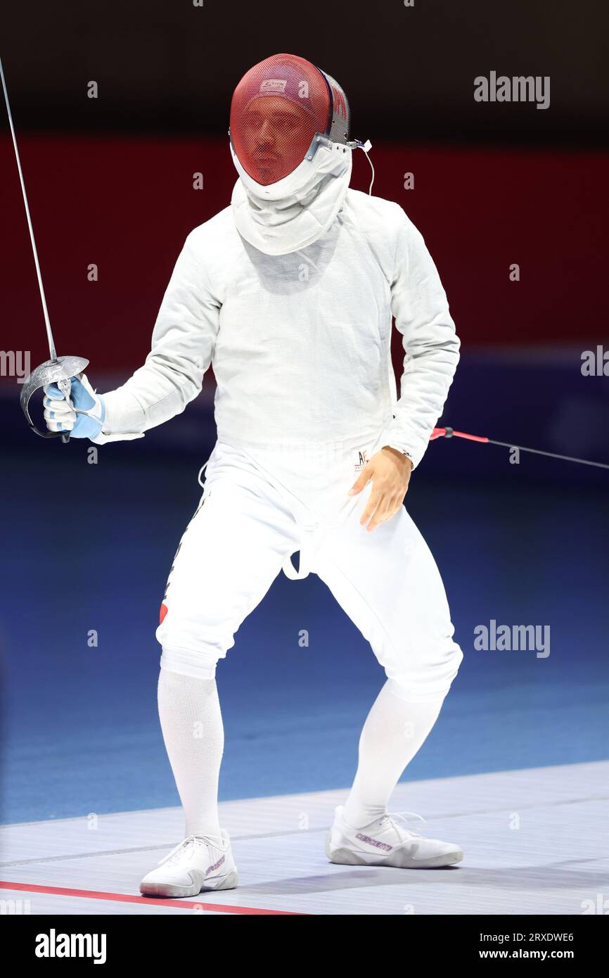 Hangzhou, China. 25th Sep, 2023. Kaito Streets (JPN) Fencing : Men's Sabre Individual Round of ...