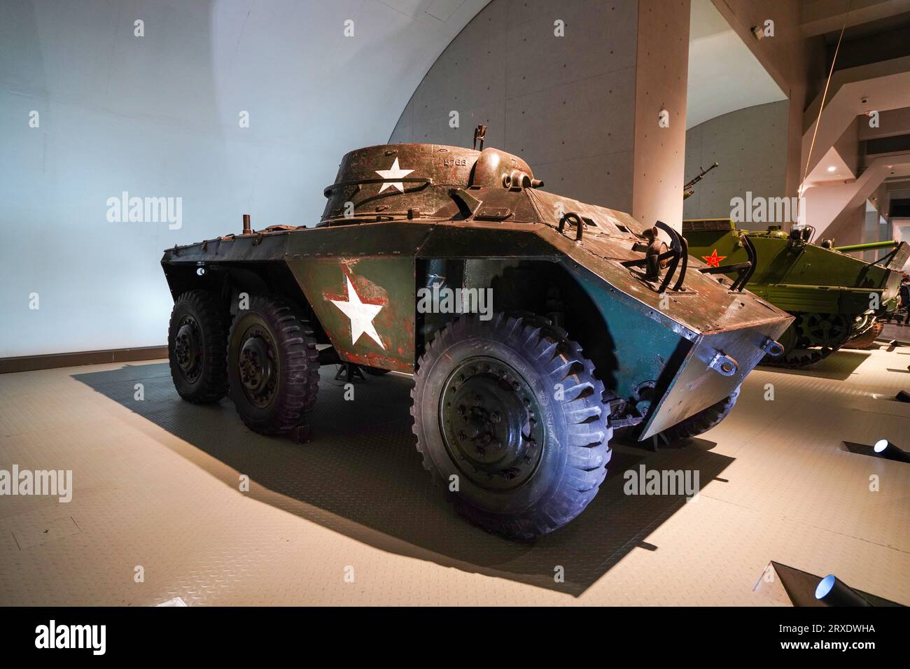 Beijing China, January 24, 2023: American made M8 hound wheeled armored ...
