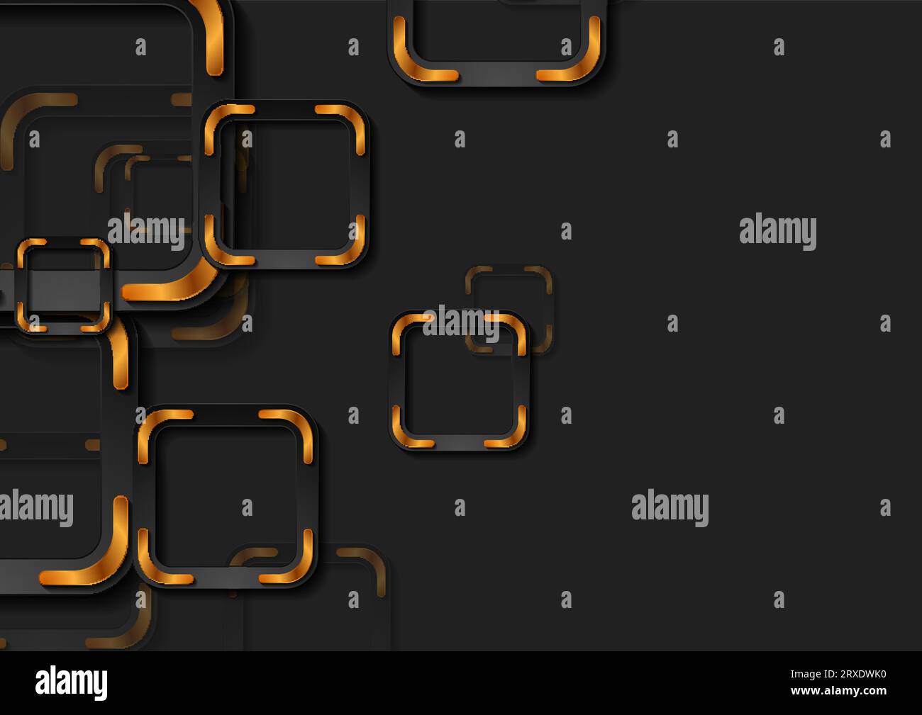 Black and bronze squares abstract geometric graphic design. Golden tech background. Vector ...