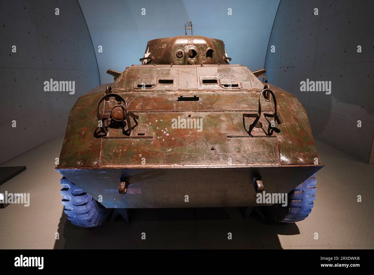 Beijing China, January 24, 2023: American made M8 hound wheeled armored ...