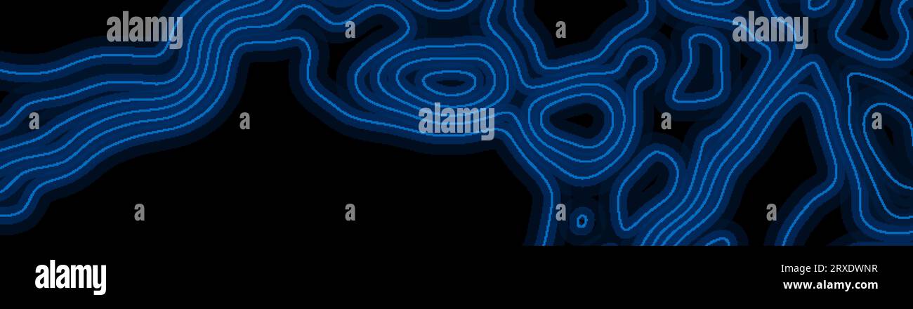 Blue neon outline topographic contour map abstract tech banner design. Geometric vector ...