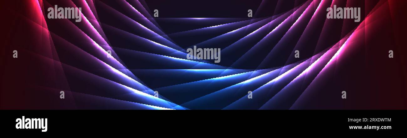 Red and blue laser lines abstract hi-tech banner design. Vector neon ...
